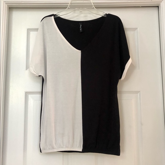 Pretty Girl | Tops | European Pretty Girl Colorblock Split Black White ...